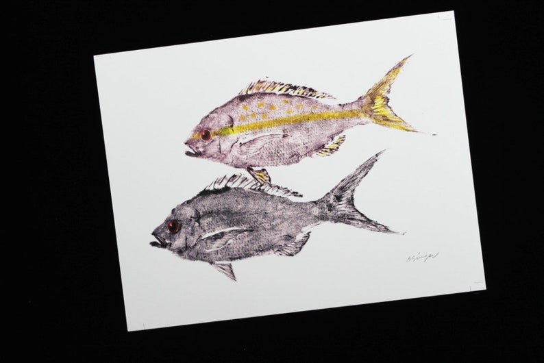 GYOTAKU Yellowtail Snapper Fish Rubbing New Art Print Beach - Etsy