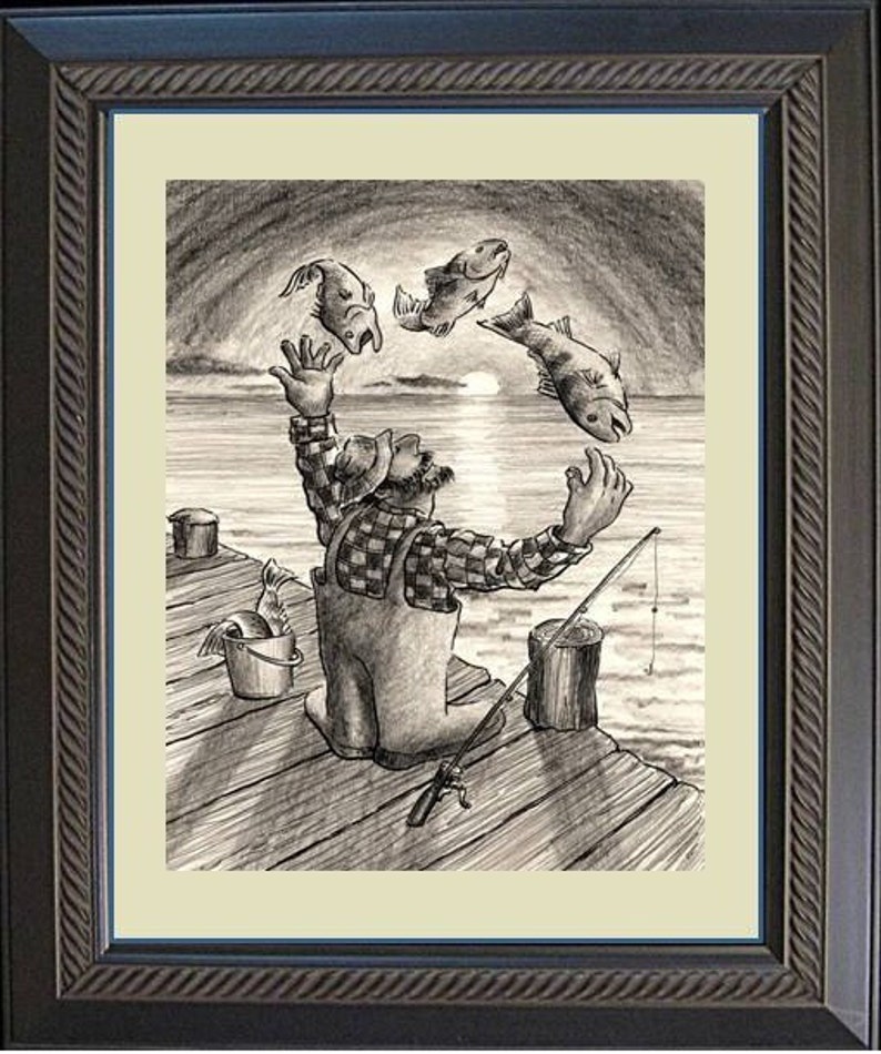 The Fisherman Juggler Pencil Drawing 8X10 Quality Art Print - Etsy