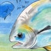 ORIGINAL Permit Fish Watercolor Painting Fisherman Gift Coastal Condo ...