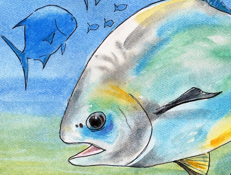 ORIGINAL Permit Fish Watercolor Painting Fisherman Gift - Etsy