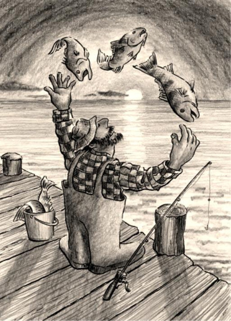 The Fisherman Juggler Pencil Drawing 8X10 Quality Art Print | Etsy UK