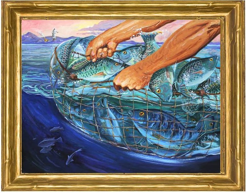 The Miraculous Catch of Fish Bible Miracle Painting Art Print - Etsy