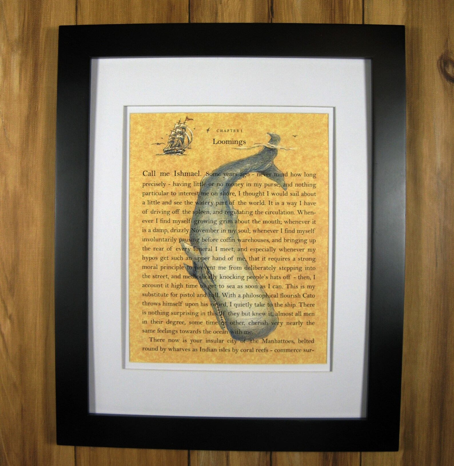 Call Me Ishmael Moby Dick the White Whale 8 1/2 X 11 or 11 X 14 Beach ...