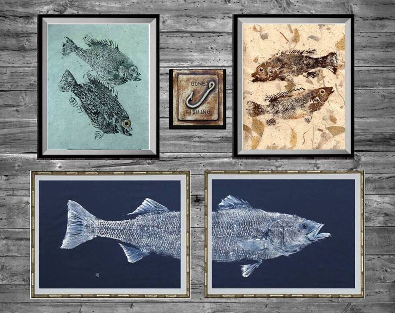 GYOTAKU Fish Rubbing Two Striped Bass Art Prints head & Tail - Etsy