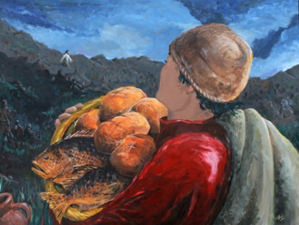 The Miracle of the Loaves and Fishes in Two Sizes Jesus and - Etsy