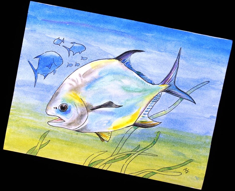 ORIGINAL Permit Fish Watercolor Painting Fisherman Gift - Etsy