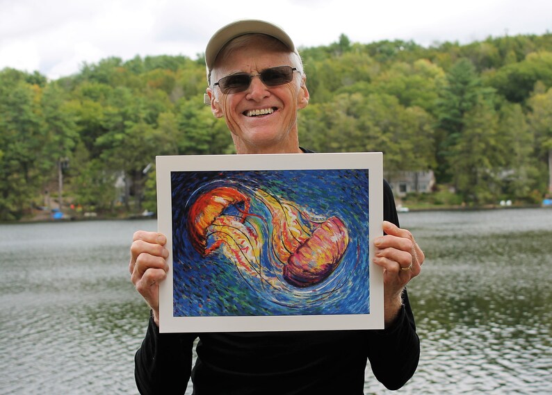 Jellyfish Painting Art Print Coastal Beach Condo Decor - Etsy