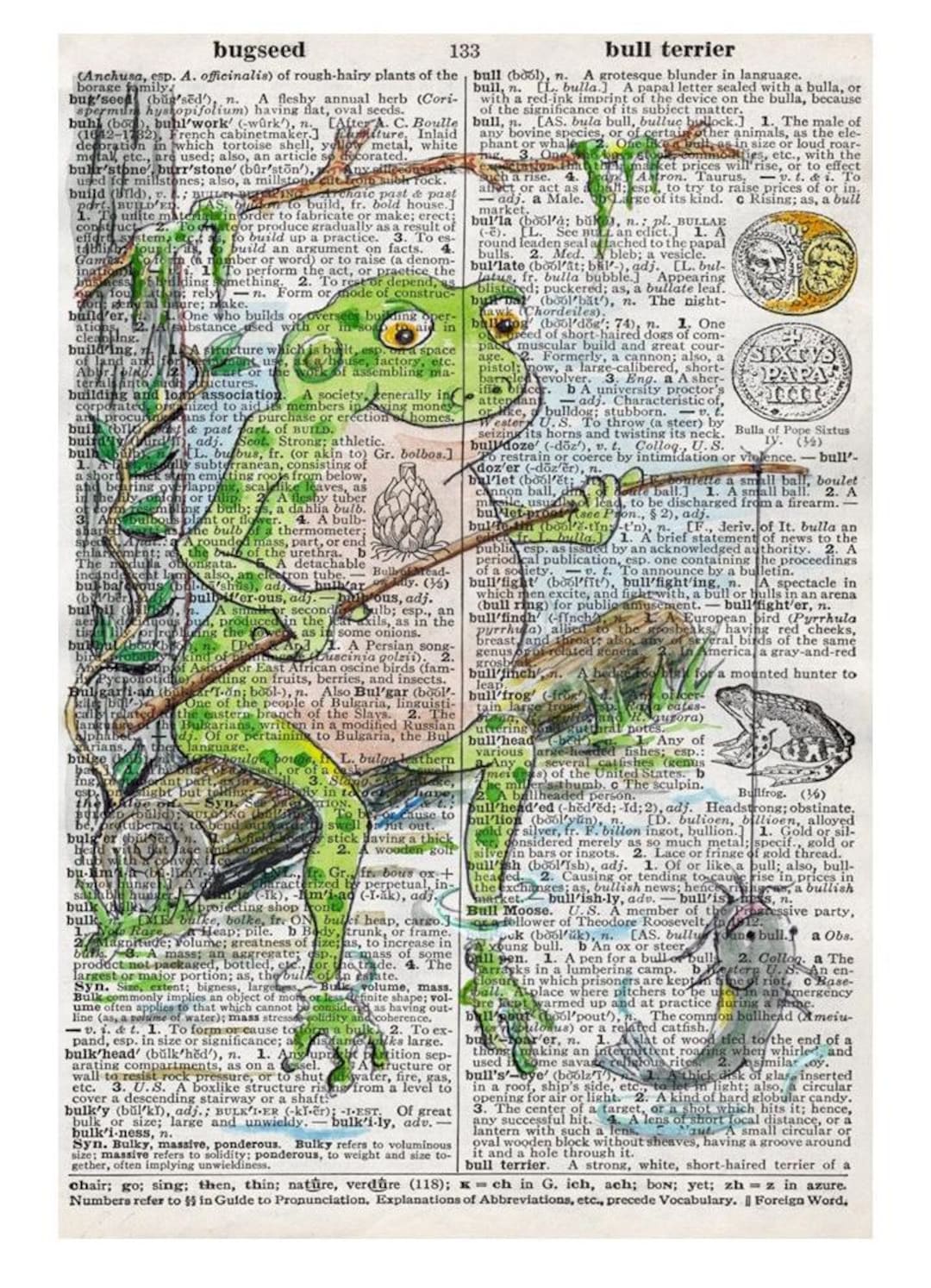 Happy Bullfrog Fishing for a Bullhead in the Swamp 8X10 Art Print ...