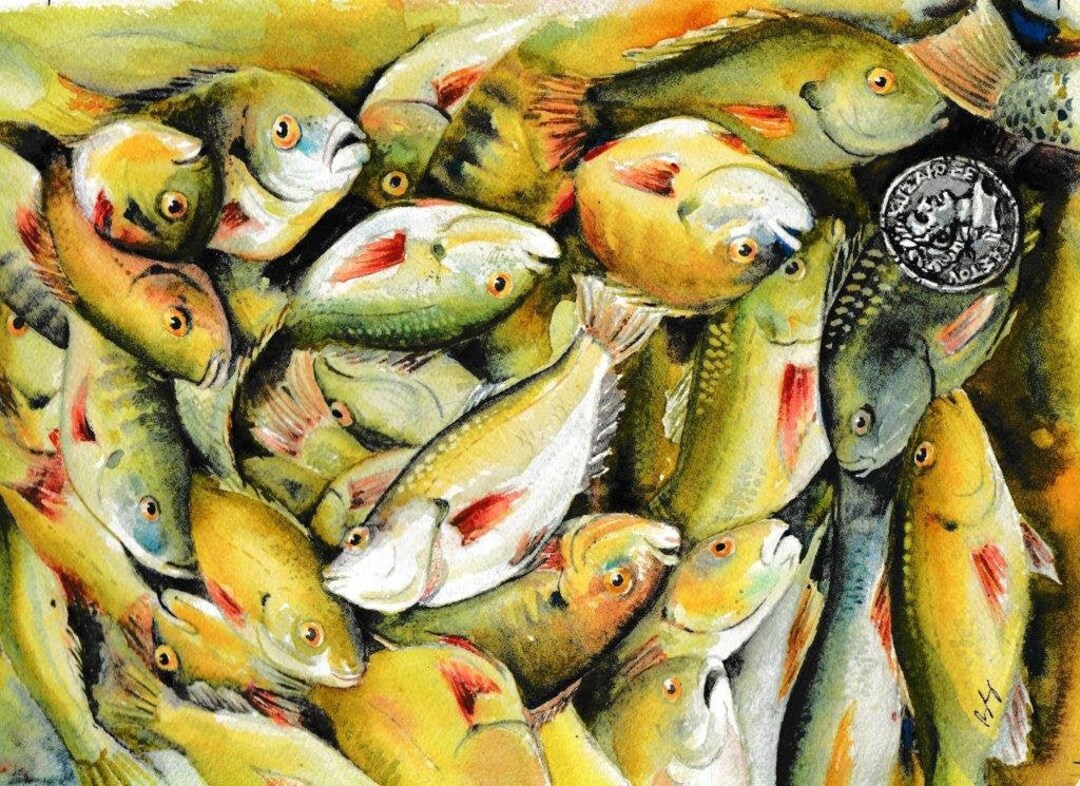 ORIGINAL Saint Peter's Fish Watercolor Painting Gospel of Matthew Bible ...
