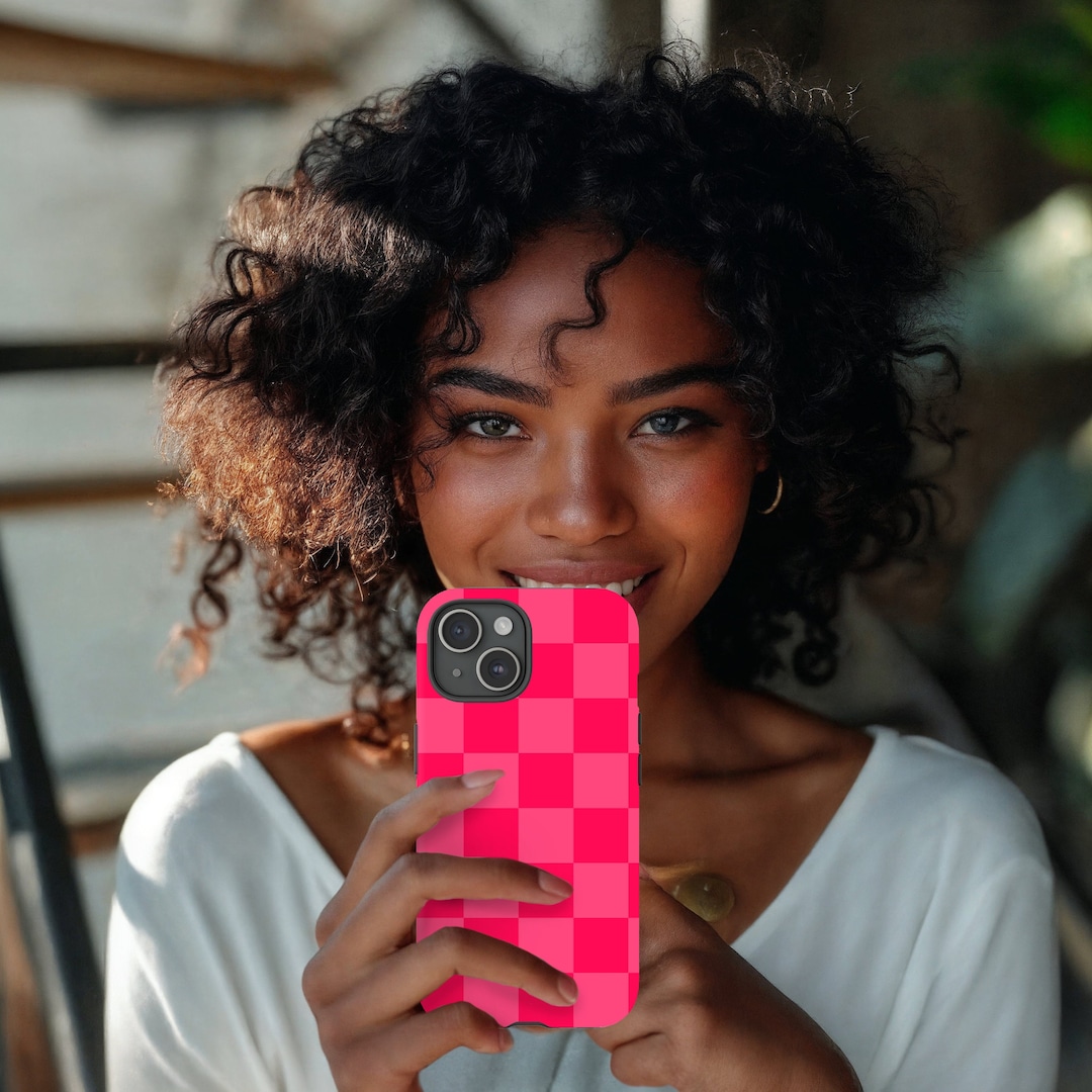 Retro Hot Pink Checkered iPhone Case for Iphone, iPhone 15 14 13 12 11 ...