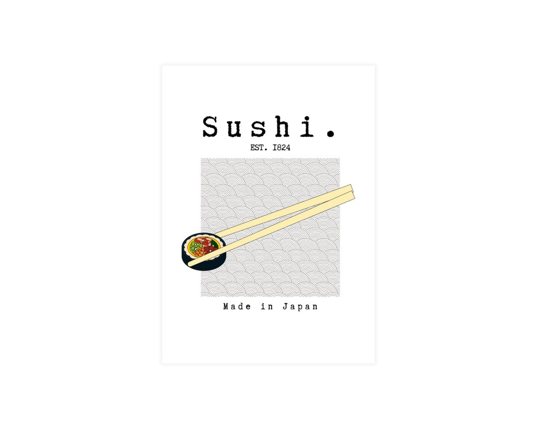 Digital Sushi Lover, Sushi Greeting Card, Blank Note Card, Japanese ...
