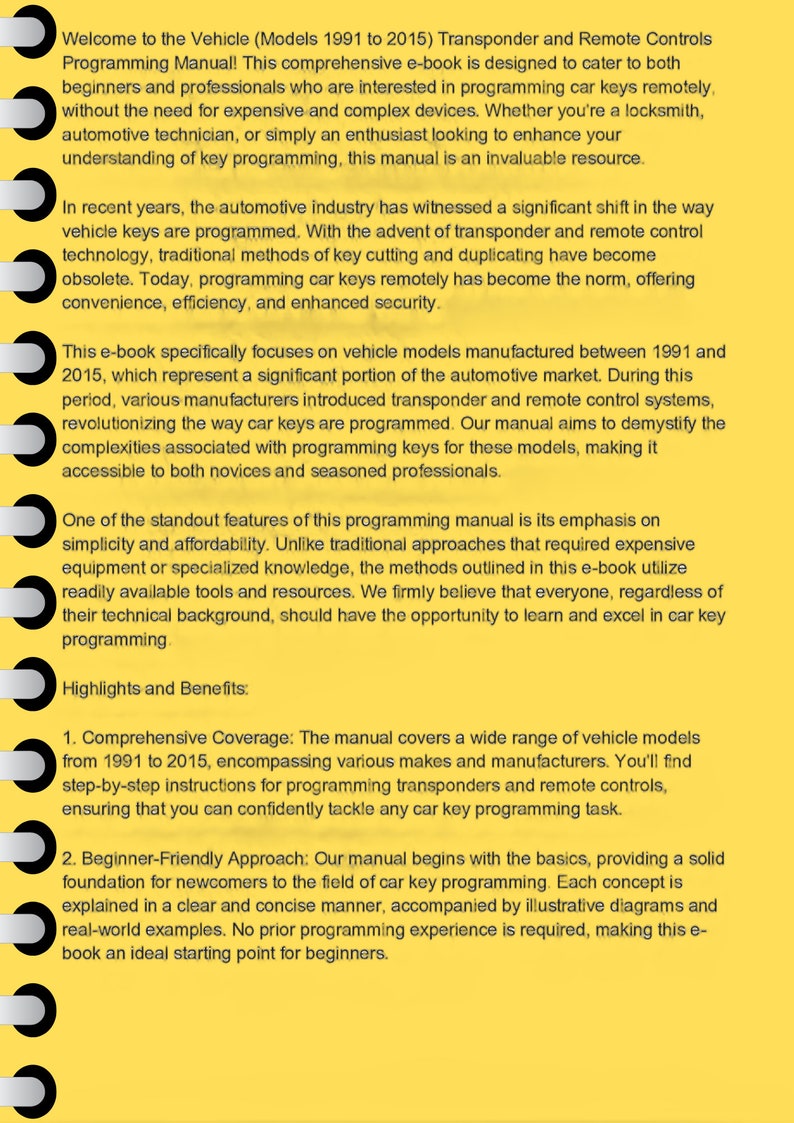 Ebook on Car Key and Remote Programming. - Etsy