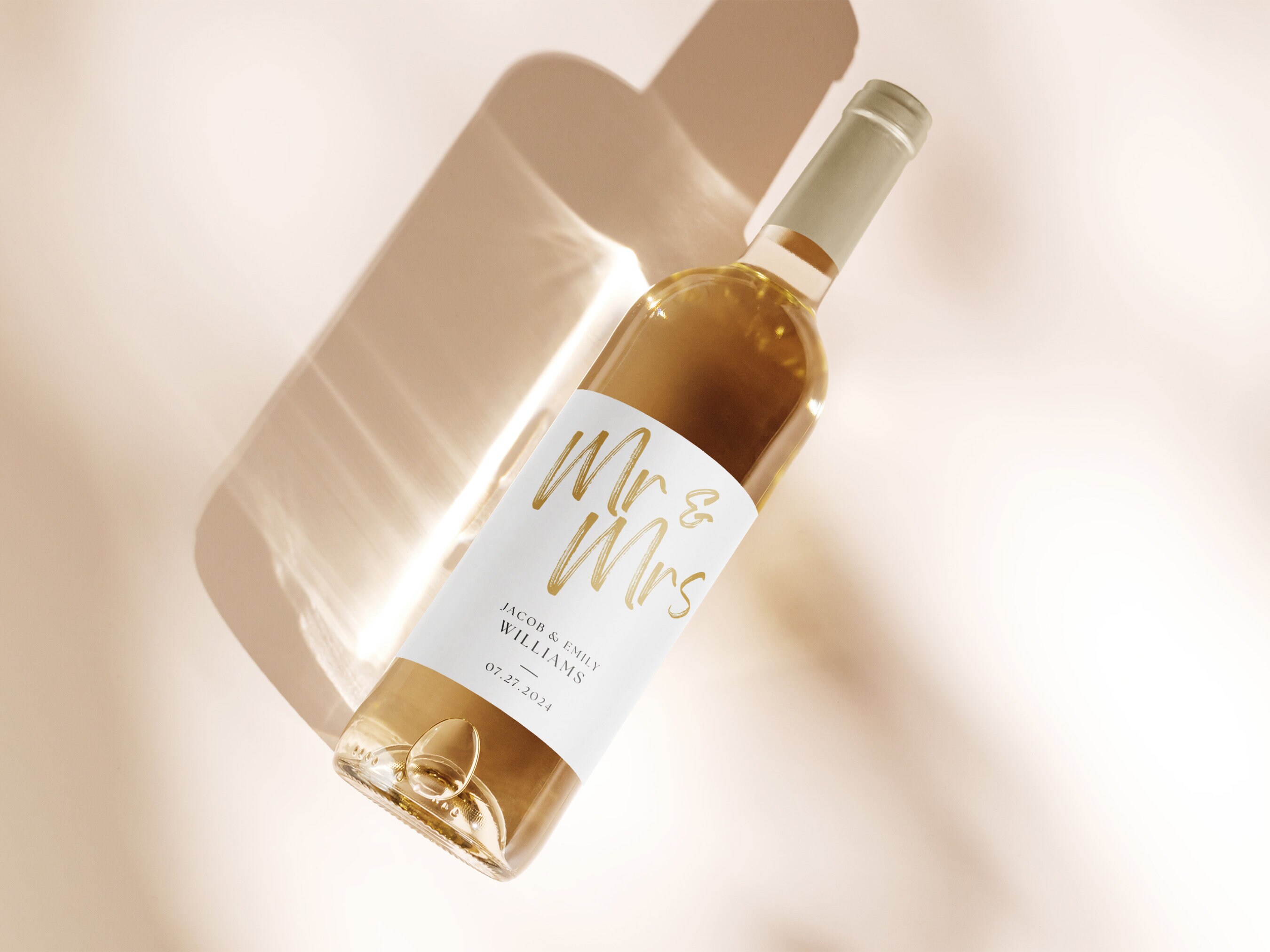 Wedding Wine Bottle Label Template Editable in Canva | Printable Mr ...