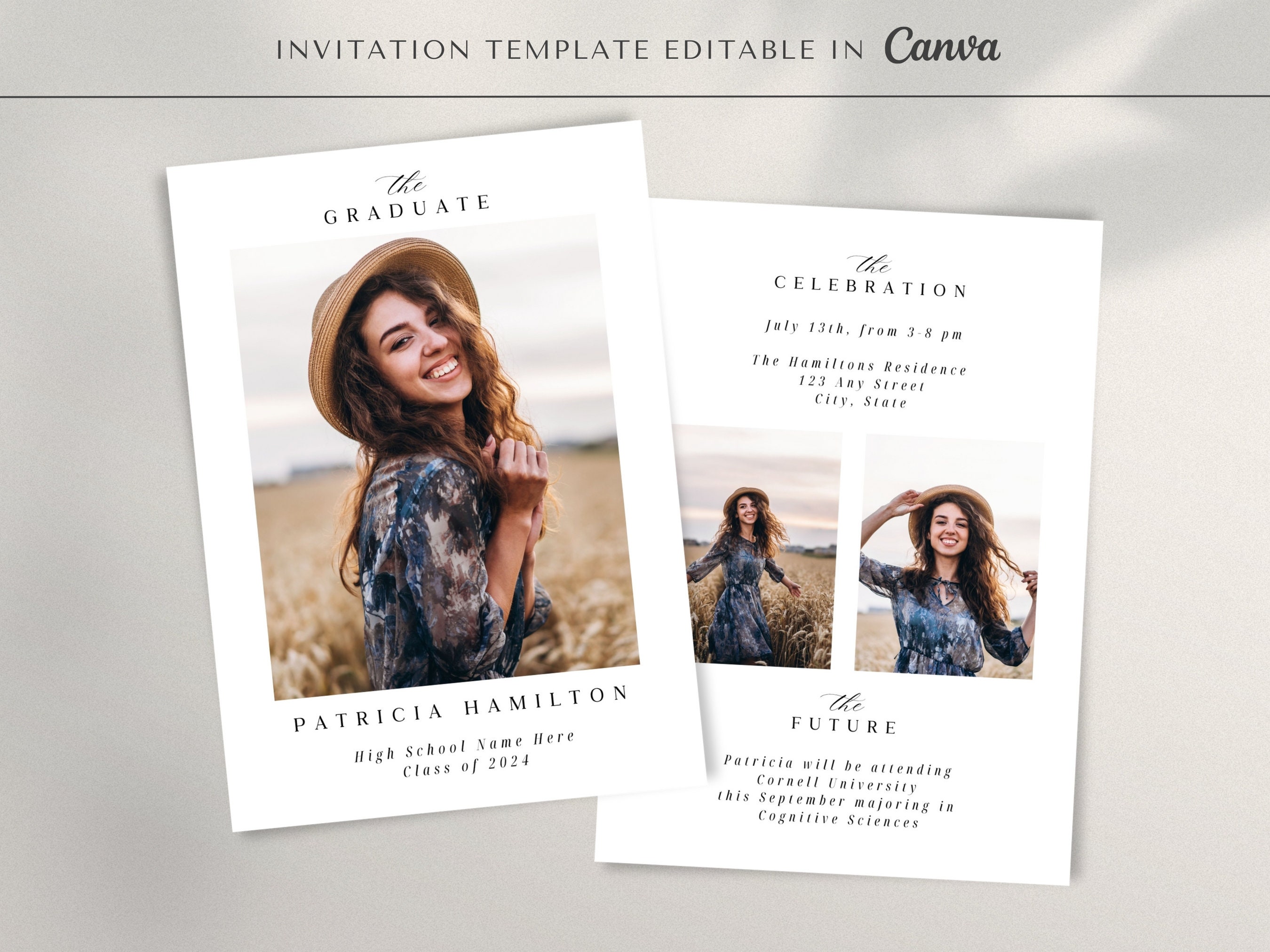 Graduation Party Invitation Template Editable in Canva Modern ...