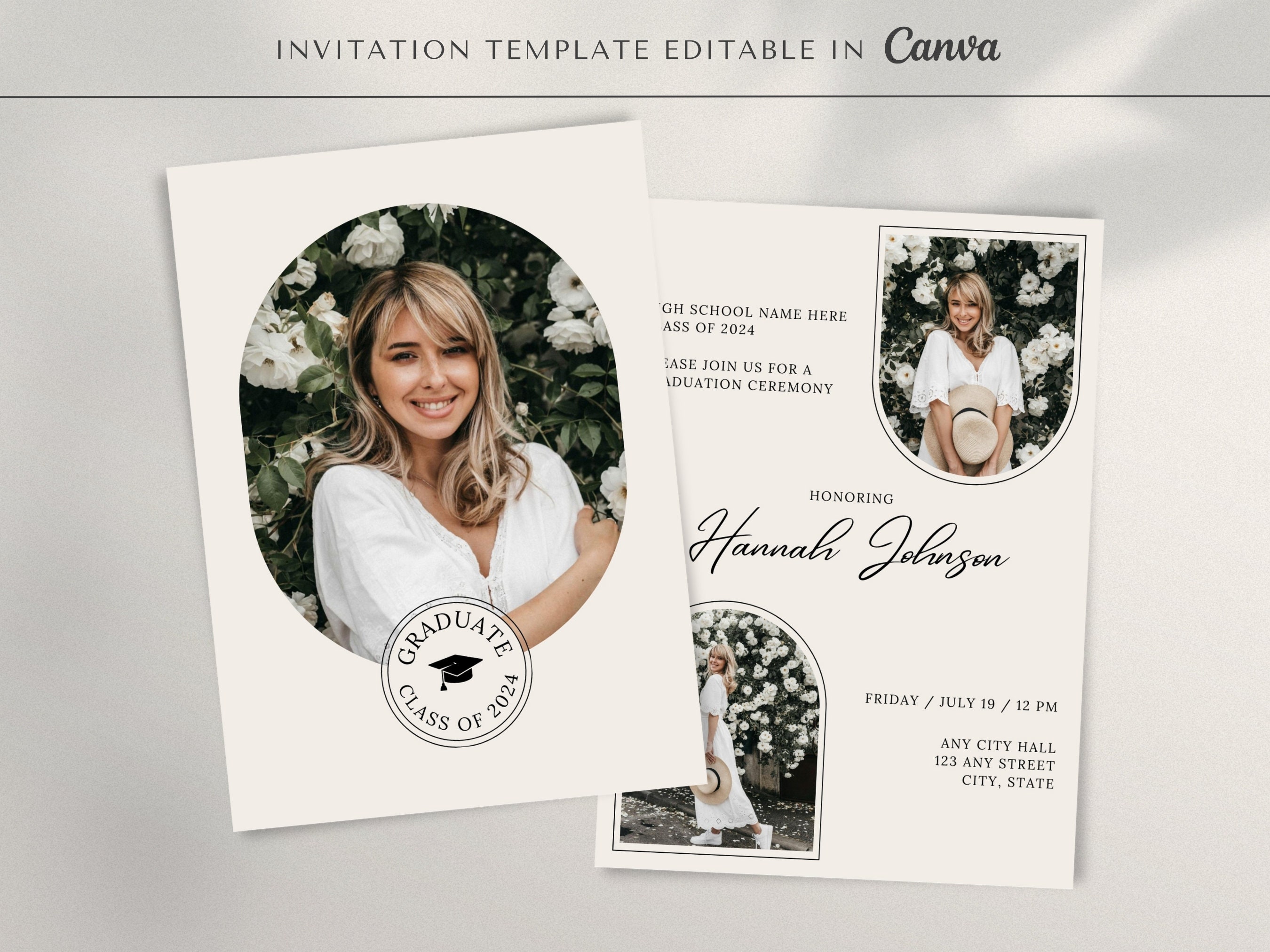 Graduation Ceremony Invitation Template Editable in Canva Modern ...