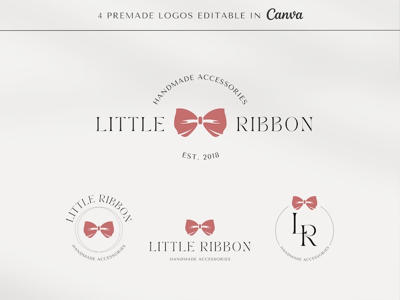 Editable Logo Template With Ribbon Bow Design | Logo Bundle for ...