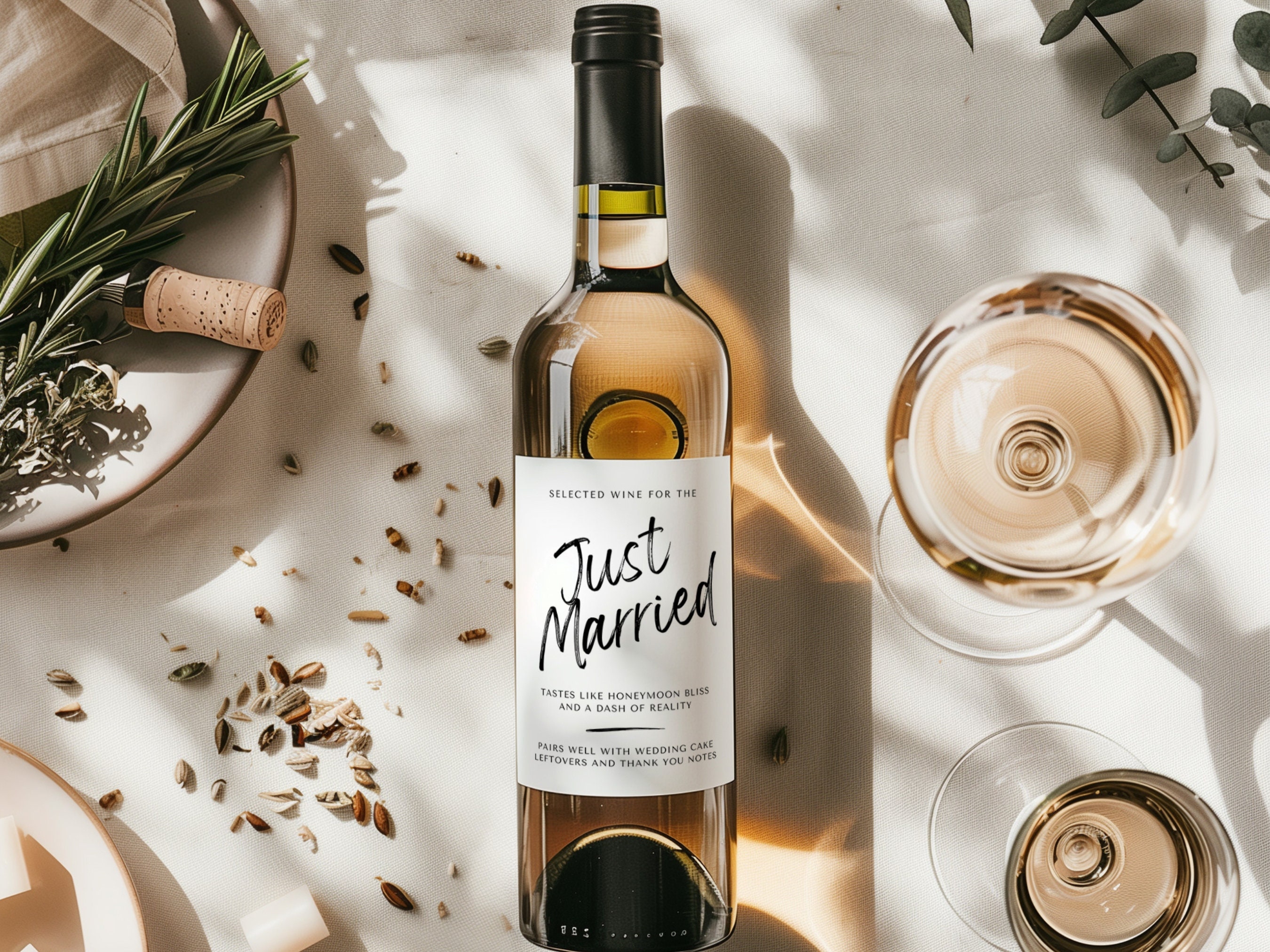 Funny Just Married Wine Bottle Label Template Editable in Canva ...