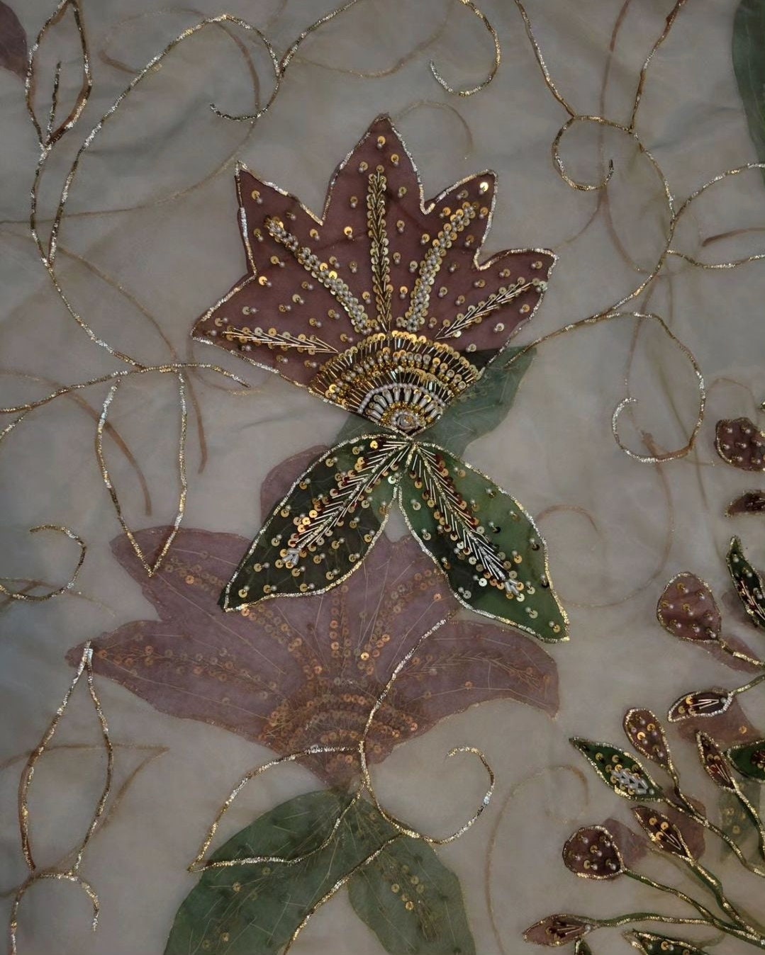 Hand Painted Embellished Floral Dupatta Pakistani Woman Designer ...