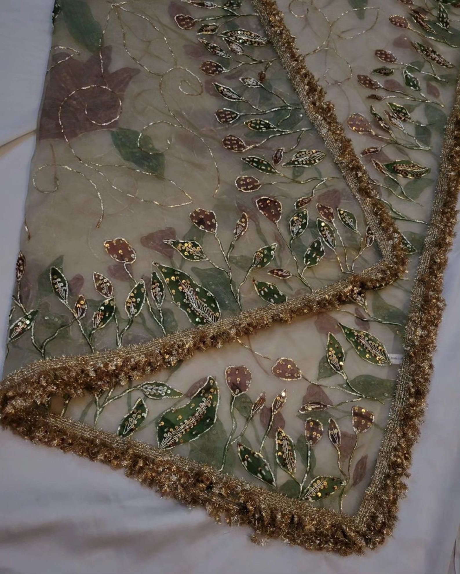 Hand Painted Embellished Floral Dupatta Pakistani Woman Designer ...