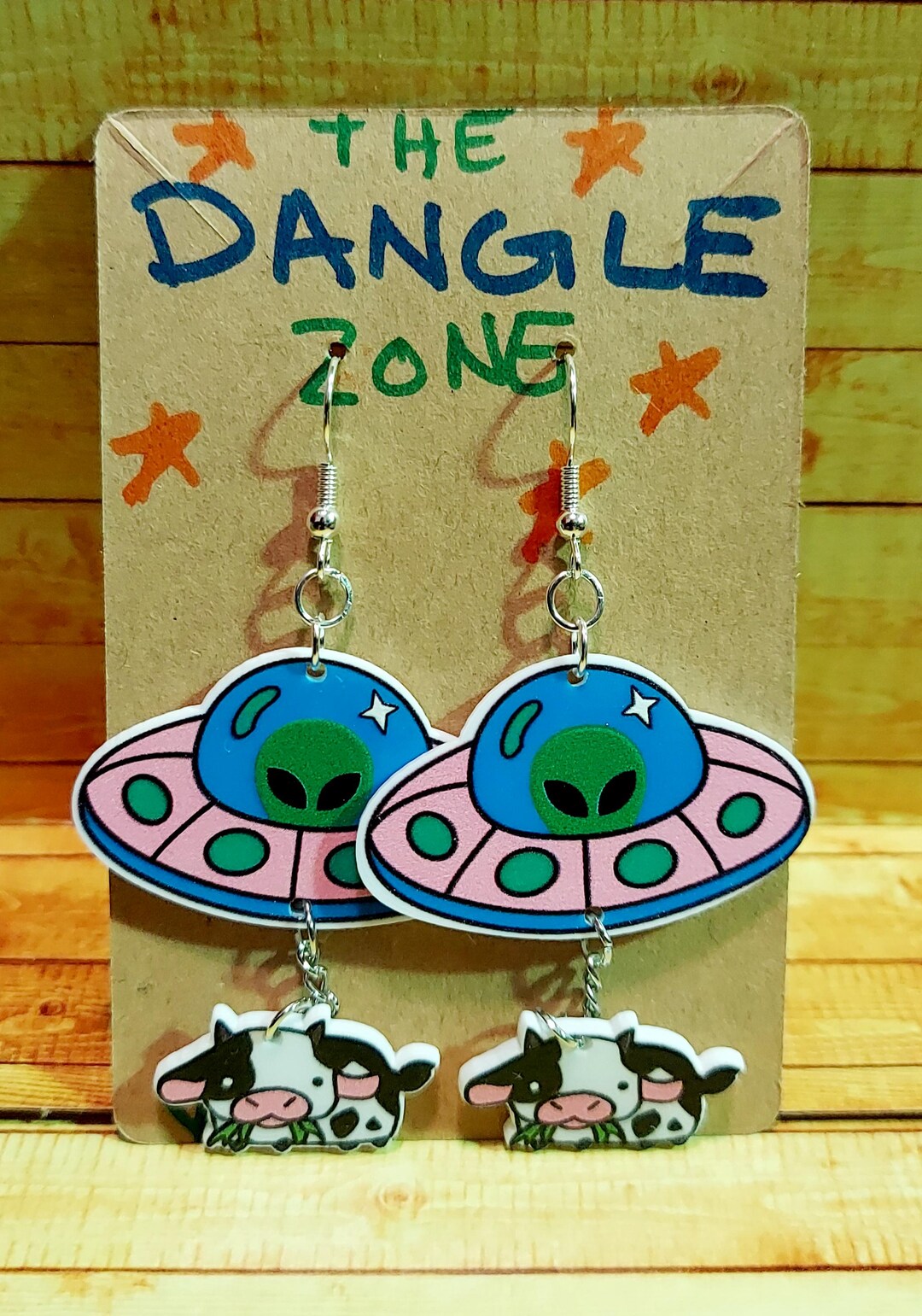 Cow Abduction Earrings- Perfect for Alien Lovers! -danglers - Etsy