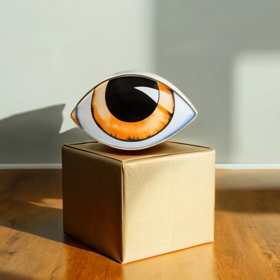 Evil Eye Figurine - Handcrafted Ceramic Enamel Statue - Abstract Home ...