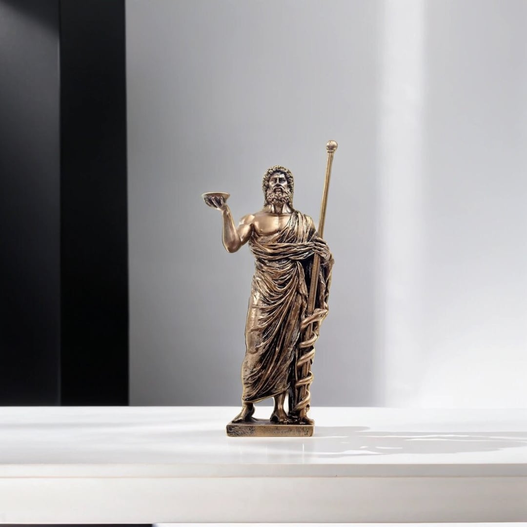 Greek Medical God Asclepius Sculpture - Medicine Statue for Meditation ...