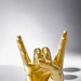 Golden Resin Rock N Roll Hand Gesture Sculpture, Black and Gold ...