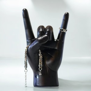 Golden Resin Rock N Roll Hand Gesture Sculpture, Black and Gold ...