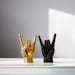 Golden Resin Rock N Roll Hand Gesture Sculpture, Black and Gold ...
