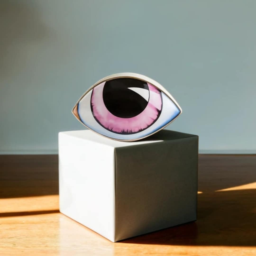 Evil Eye Figurine - Handcrafted Ceramic Enamel Statue - Abstract Home ...