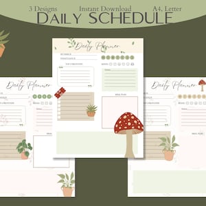 Undated Mushroom Digital Planner, Printable Calendar 2024 Daily Journal ...