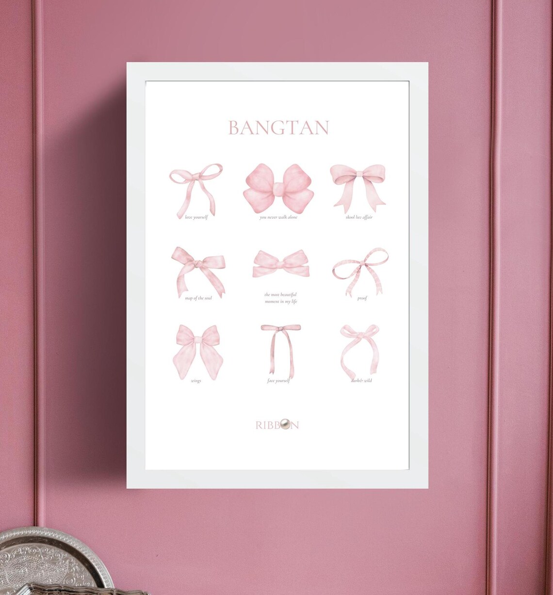 Aesthetic Ribbon Bow Wall Art, Digital BTS Poster, Ribbon Print ...