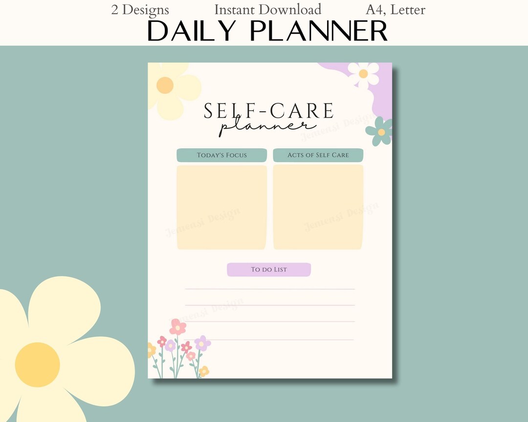 Self Care Planner, to Do List Template, Daily Day Planner, Digital Self ...