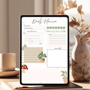 Undated Mushroom Digital Planner, Printable Calendar 2024 Daily Journal ...