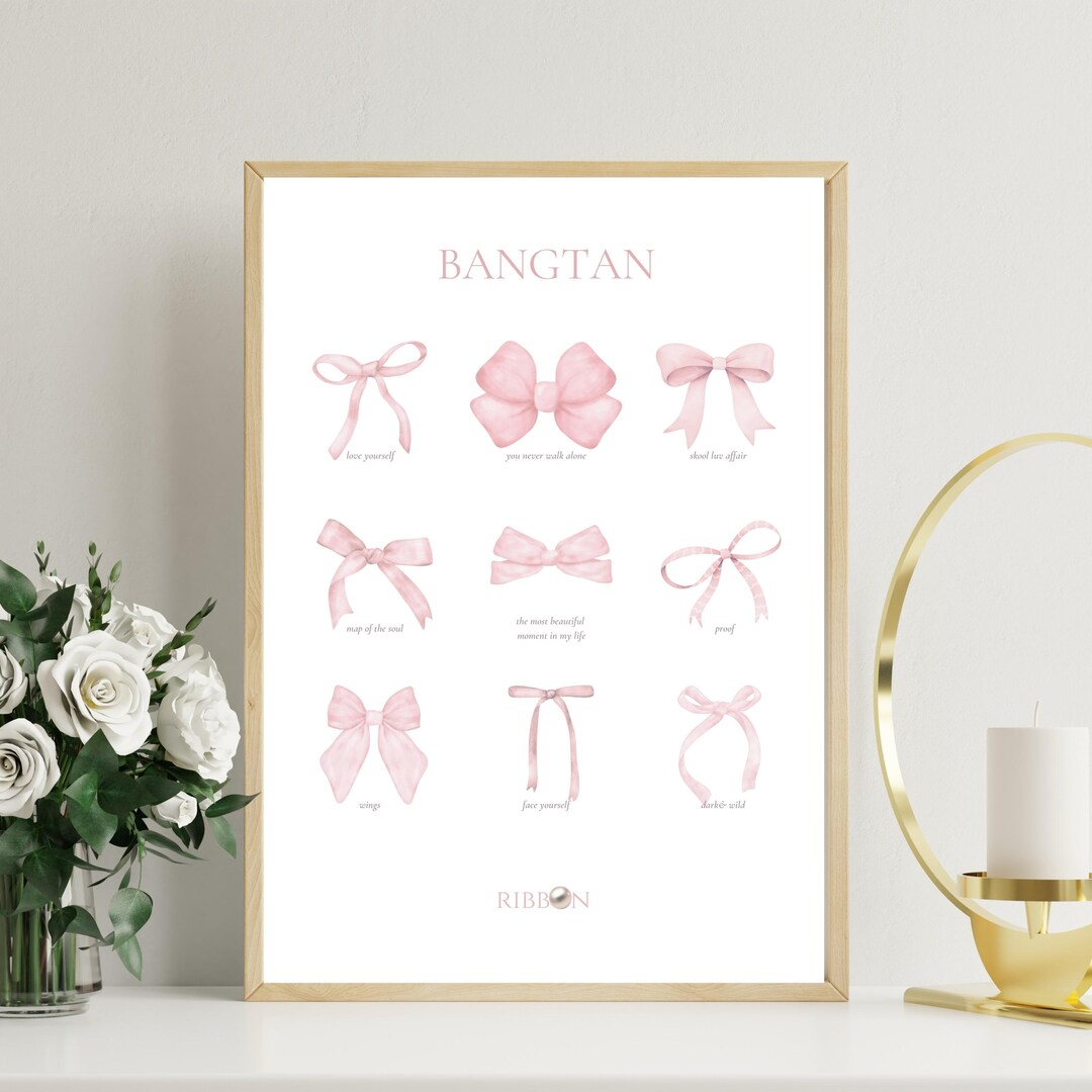 Aesthetic Ribbon Bow Wall Art, Digital BTS Poster, Ribbon Print ...