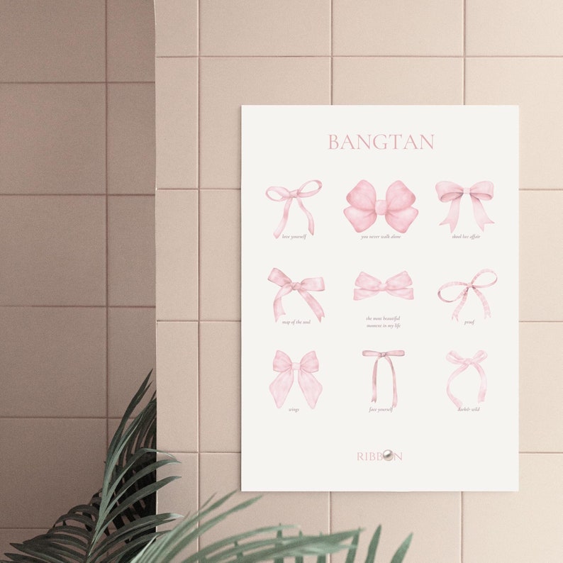 Aesthetic Ribbon Bow Wall Art, Digital BTS Poster, Ribbon Print ...