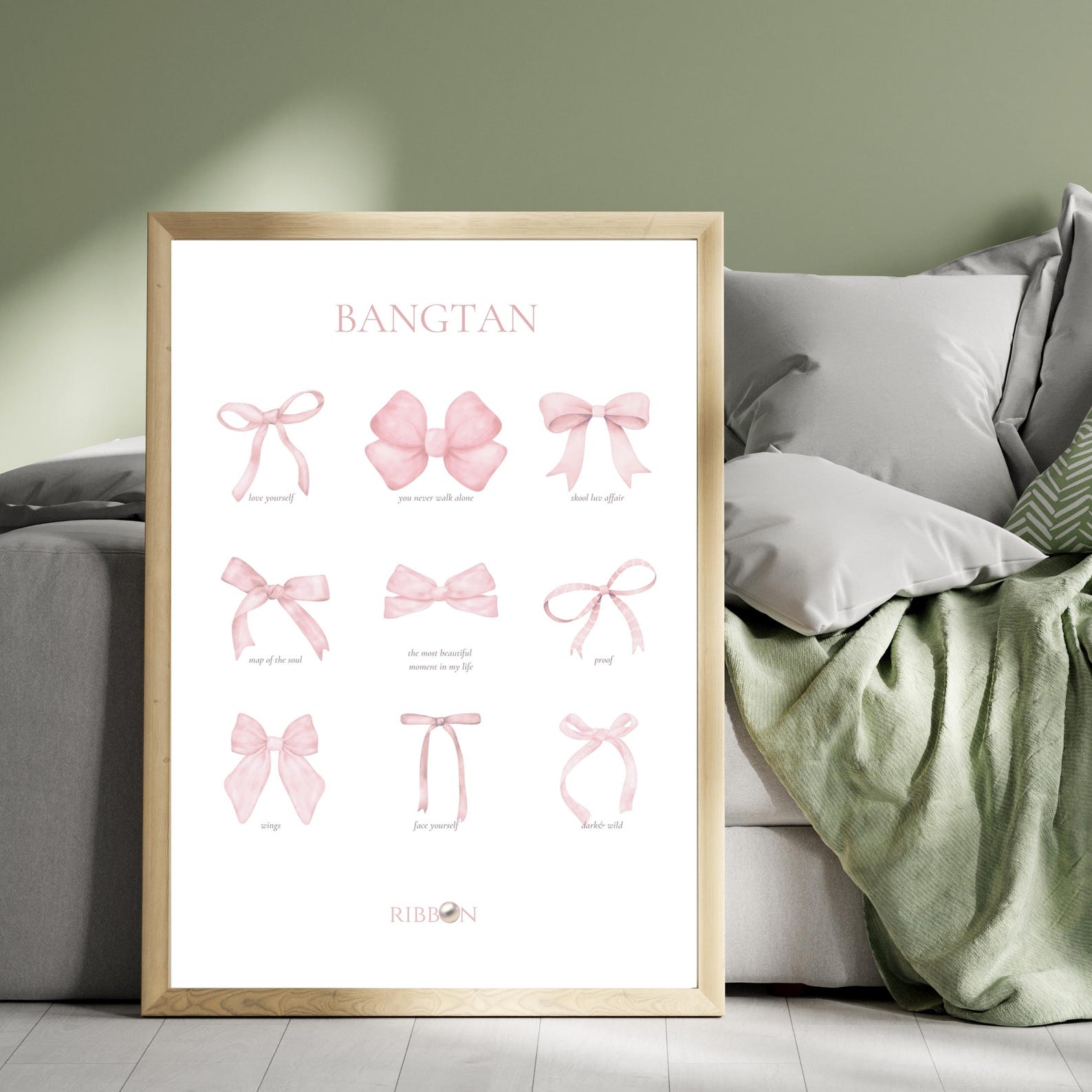 Aesthetic Ribbon Bow Wall Art, Digital BTS Poster, Ribbon Print ...