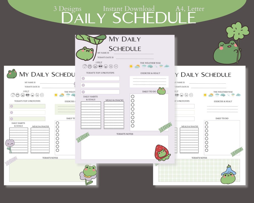 Frog Self Care Planner, Calendar Printable Fillable, Printable Course ...