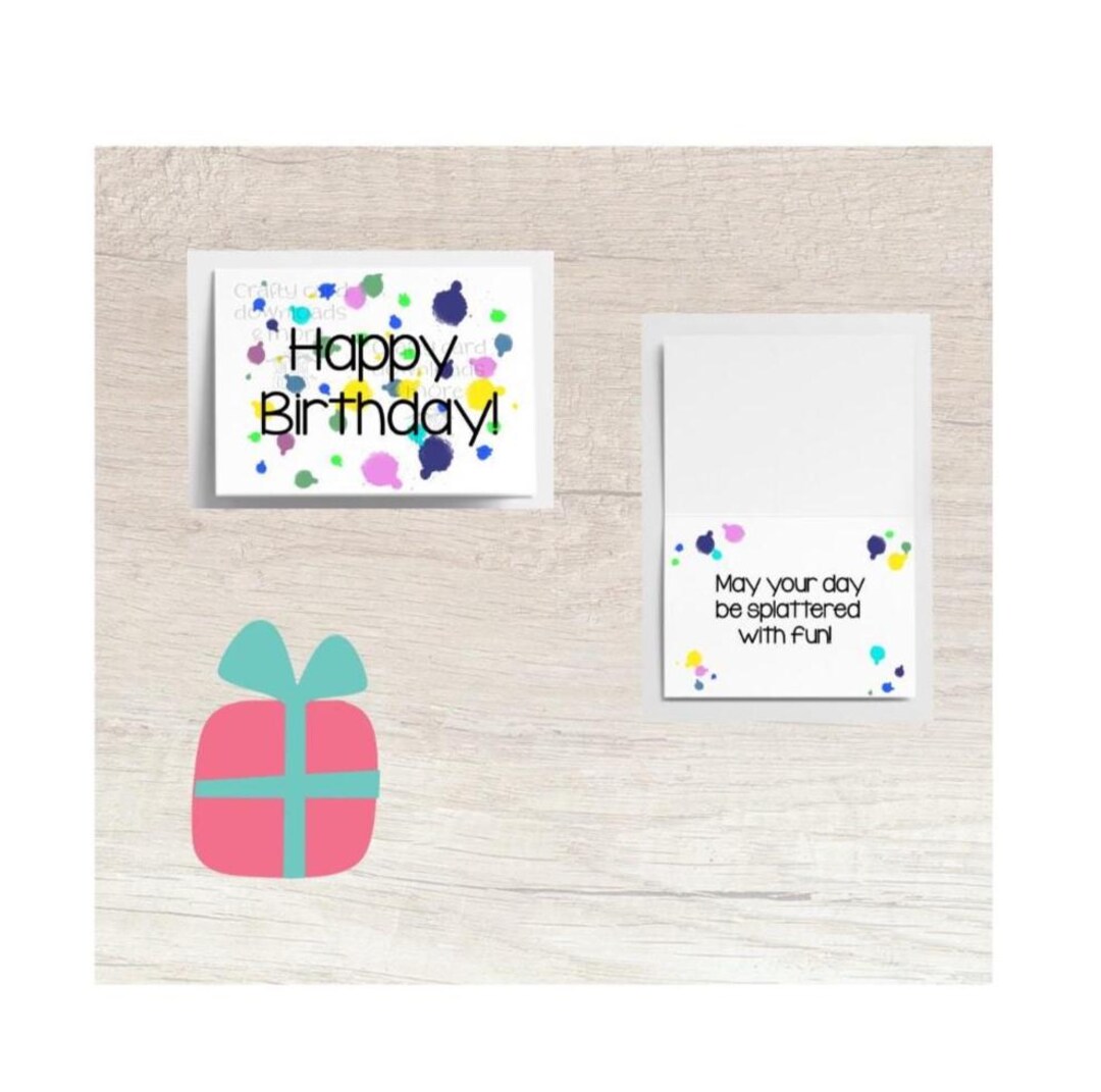 Splatter Paint Birthday Card: Fun Kids Design (digital Download) - Etsy