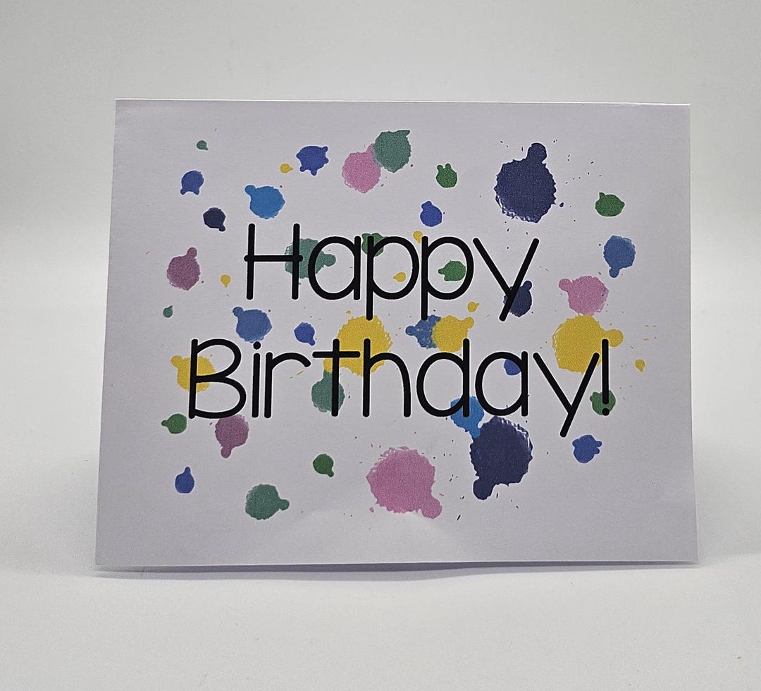 Splatter Paint Birthday Card: Fun Kids Design (digital Download) - Etsy