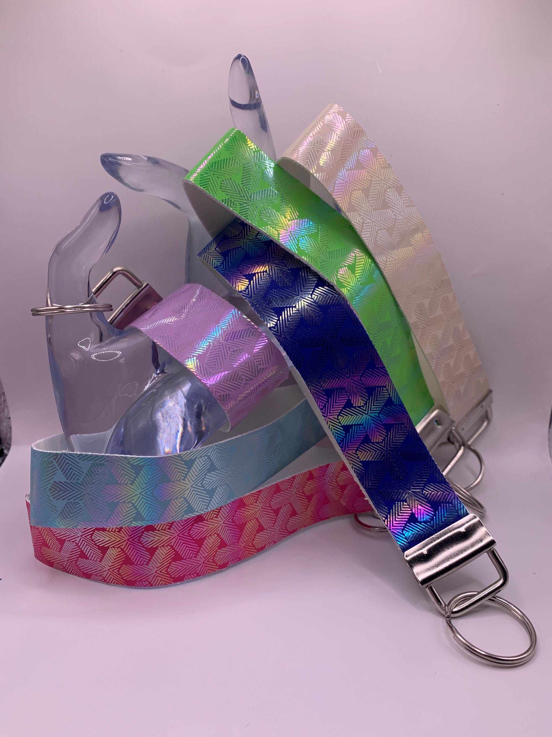Geometric Design Wristlet Keychain, Colorful Key Fob Wristlet, Handmade ...