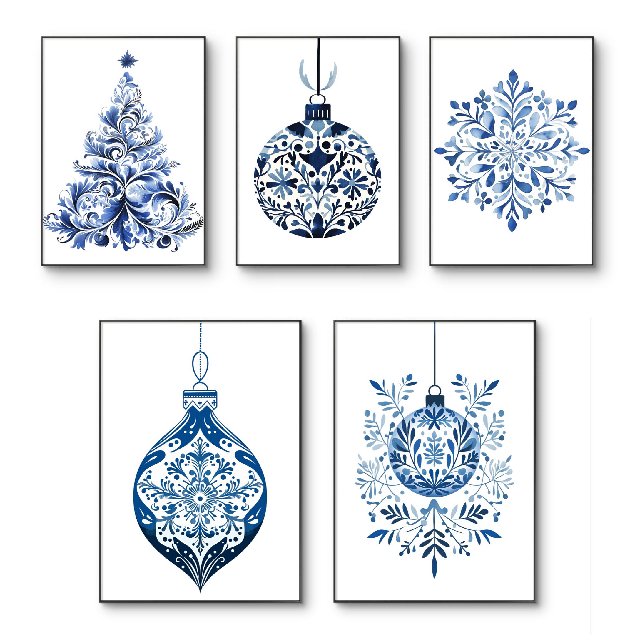Christmas Wall Art Set of 5 | Christmas Printable Art | Minimalist ...