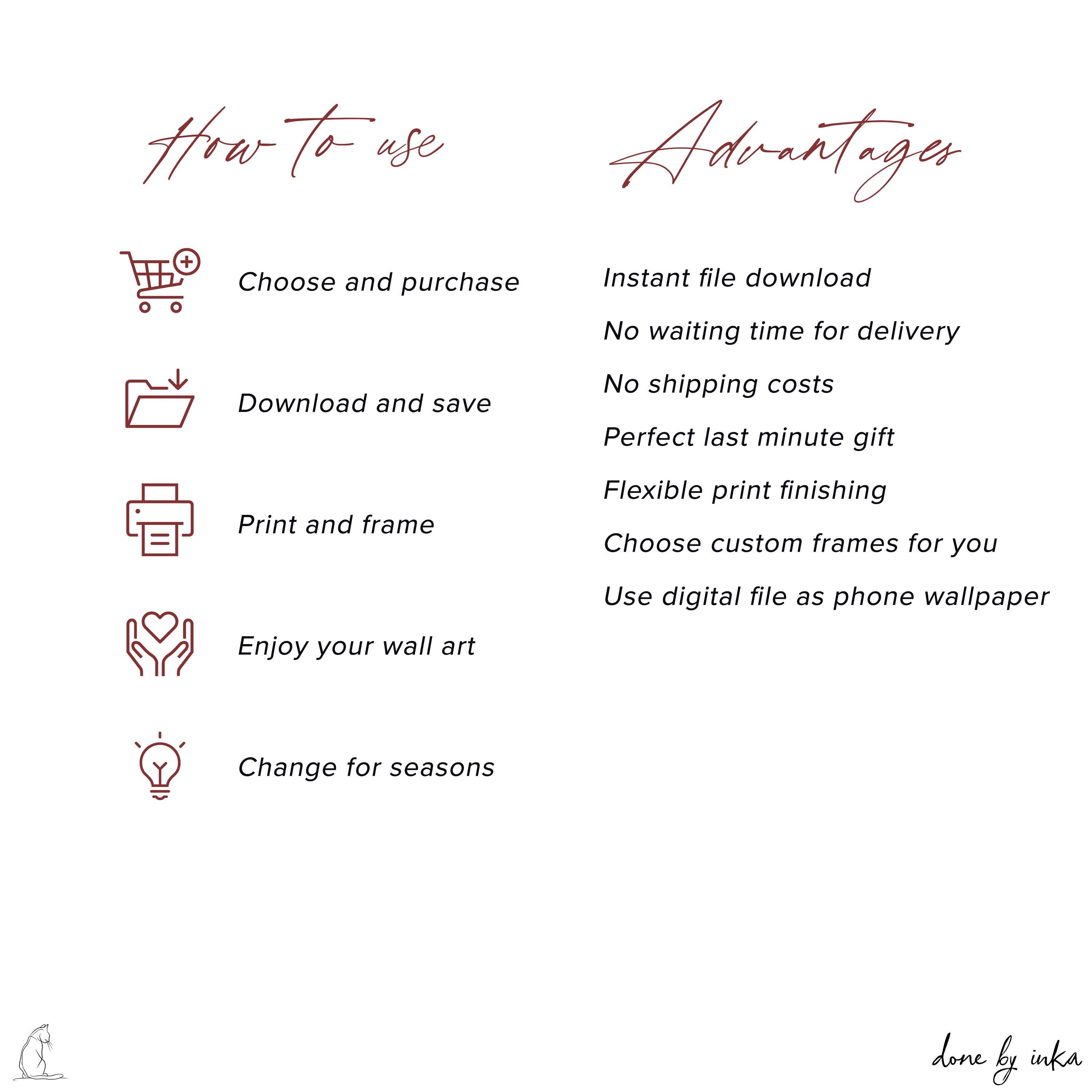 Minimalist Line Art Christmas Prints | Holiday Wall Art (digital ...