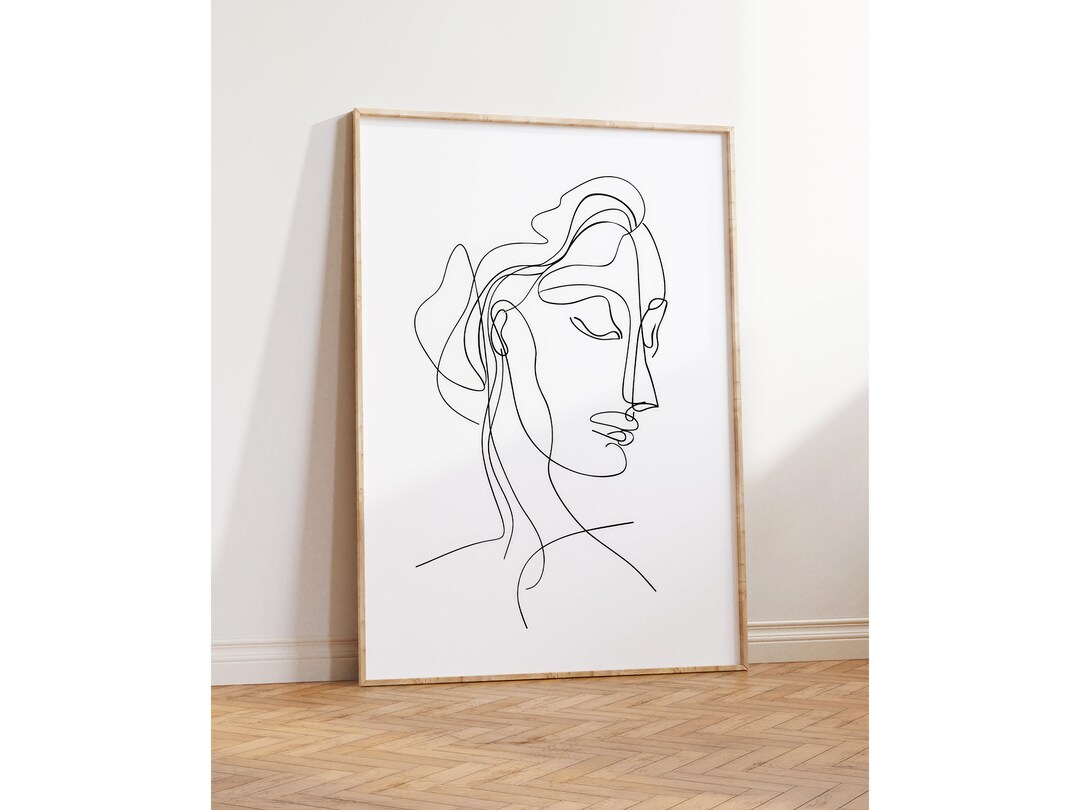 Female Face Print | Single Line Art | Black and White Art | Printable ...