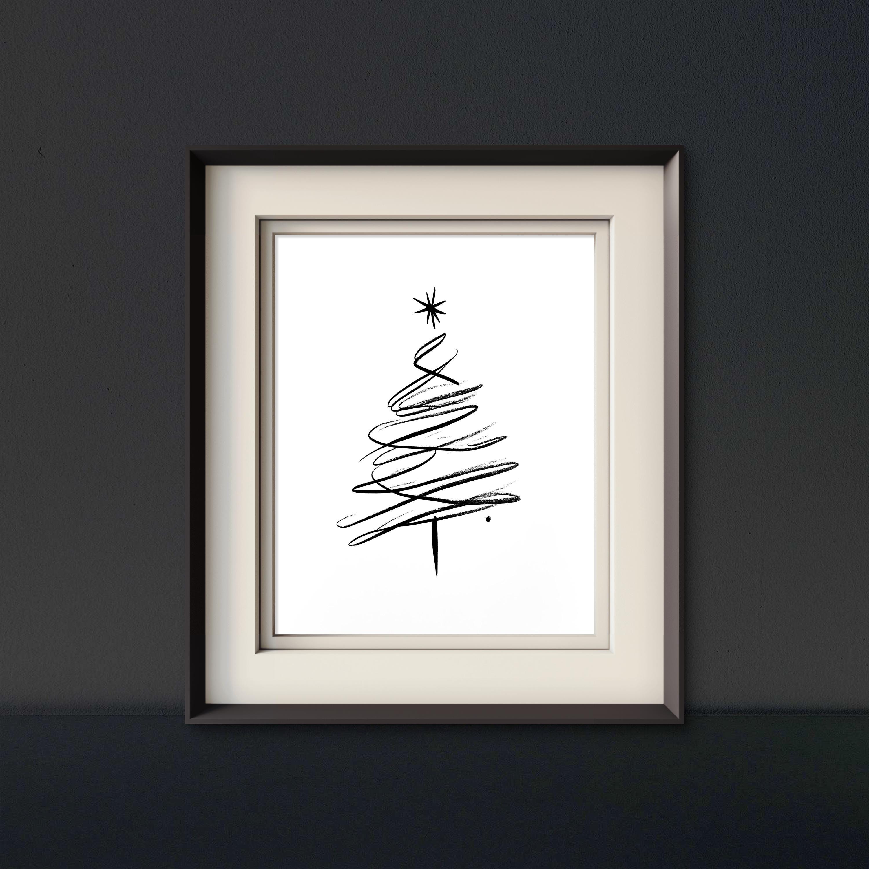 Line Art Christmas Prints | 3 Christmas Printables | Christmas Wall Art ...
