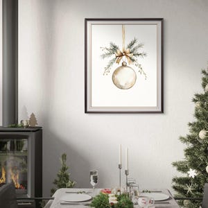 Watercolor Christmas Ornament Print | Festive Holiday Wall Art (digital ...