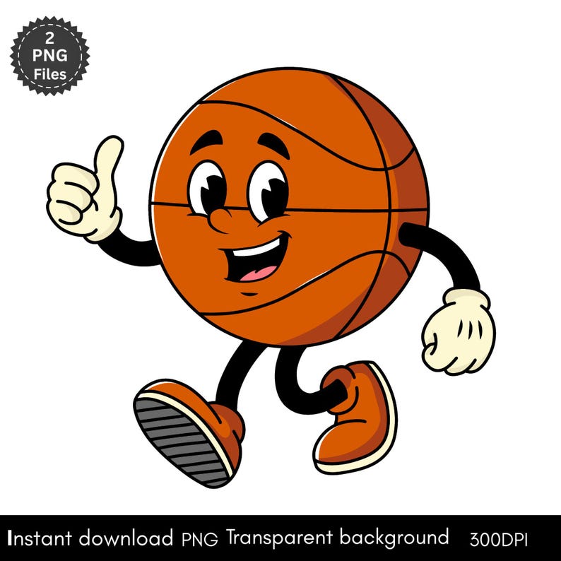 Basketball Character Clipart PNG, Cartoon Sports Ball PNG, Mascot ...