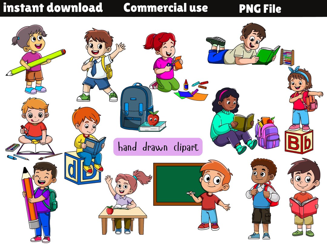 20 School Kids Clipart Bundle | Back to School PNG | Teacher Resources ...