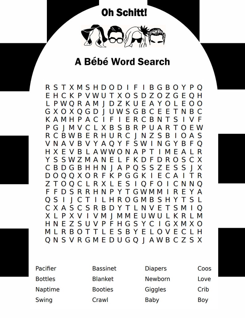 Schitt's Creek Word Search Baby Shower Game - Printable PDF - Etsy