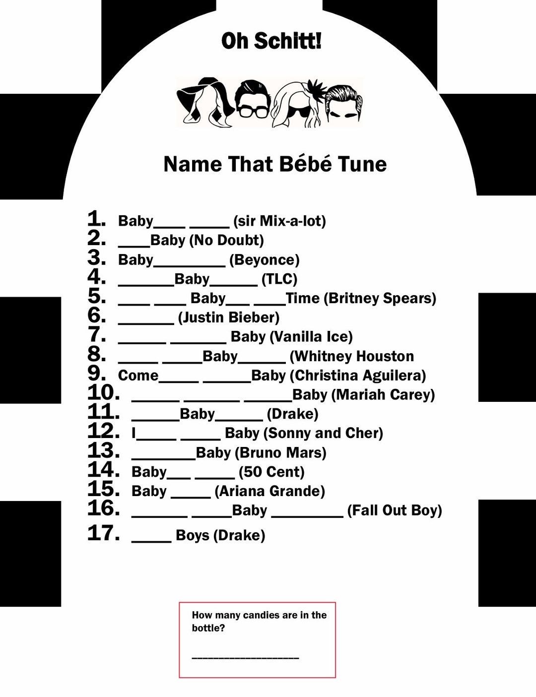Schitt's Creek Guess That Tune Baby Shower Game - Printable PDF - Etsy